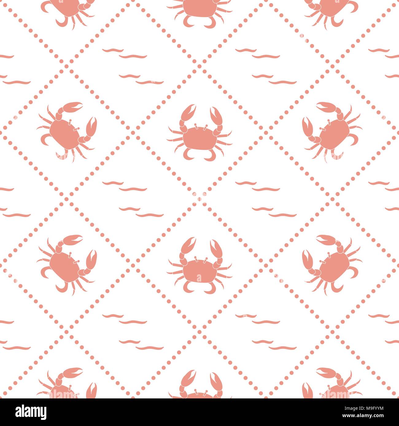 Seamless pattern with crabs and waves. Design for banner and print ...
