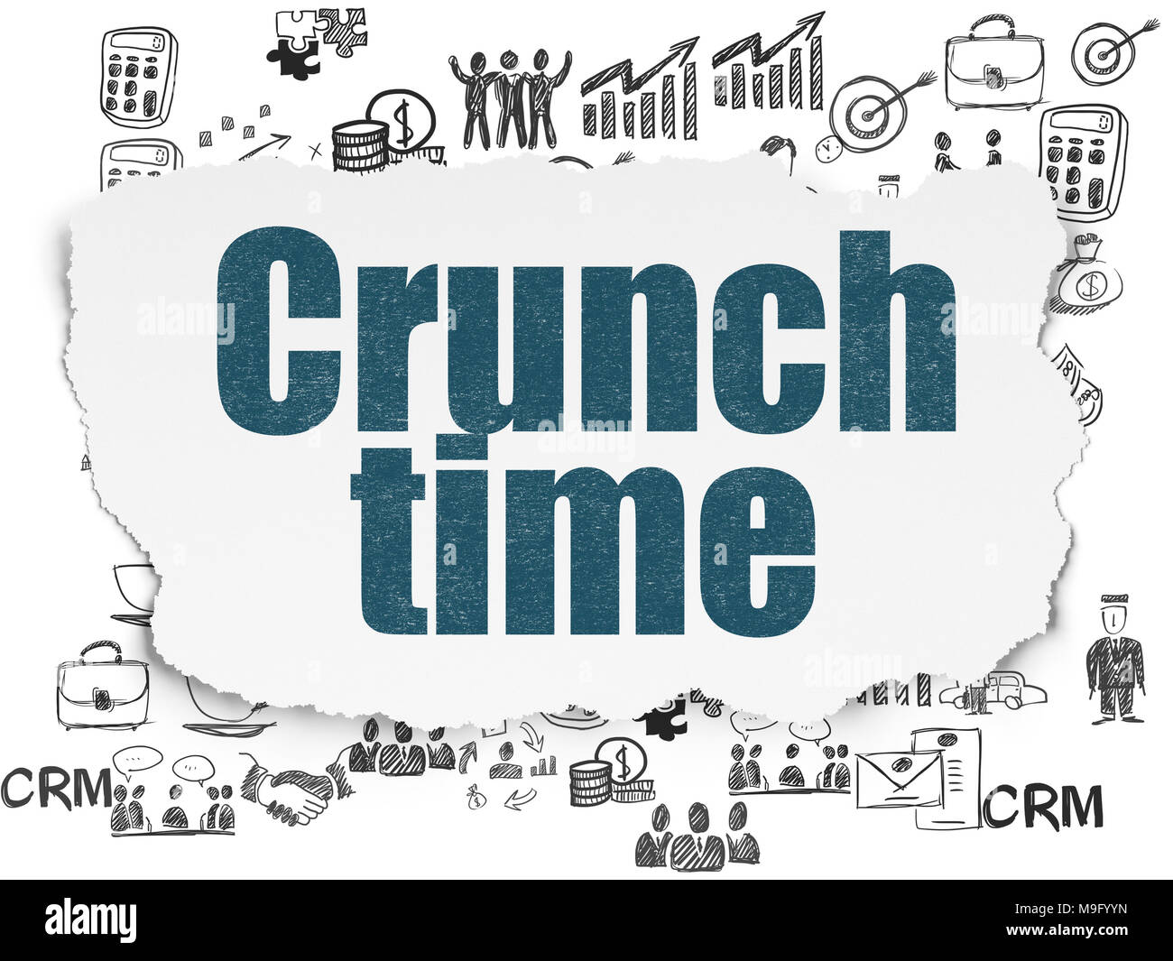 Finance concept: Crunch Time on Torn Paper background Stock Photo - Alamy