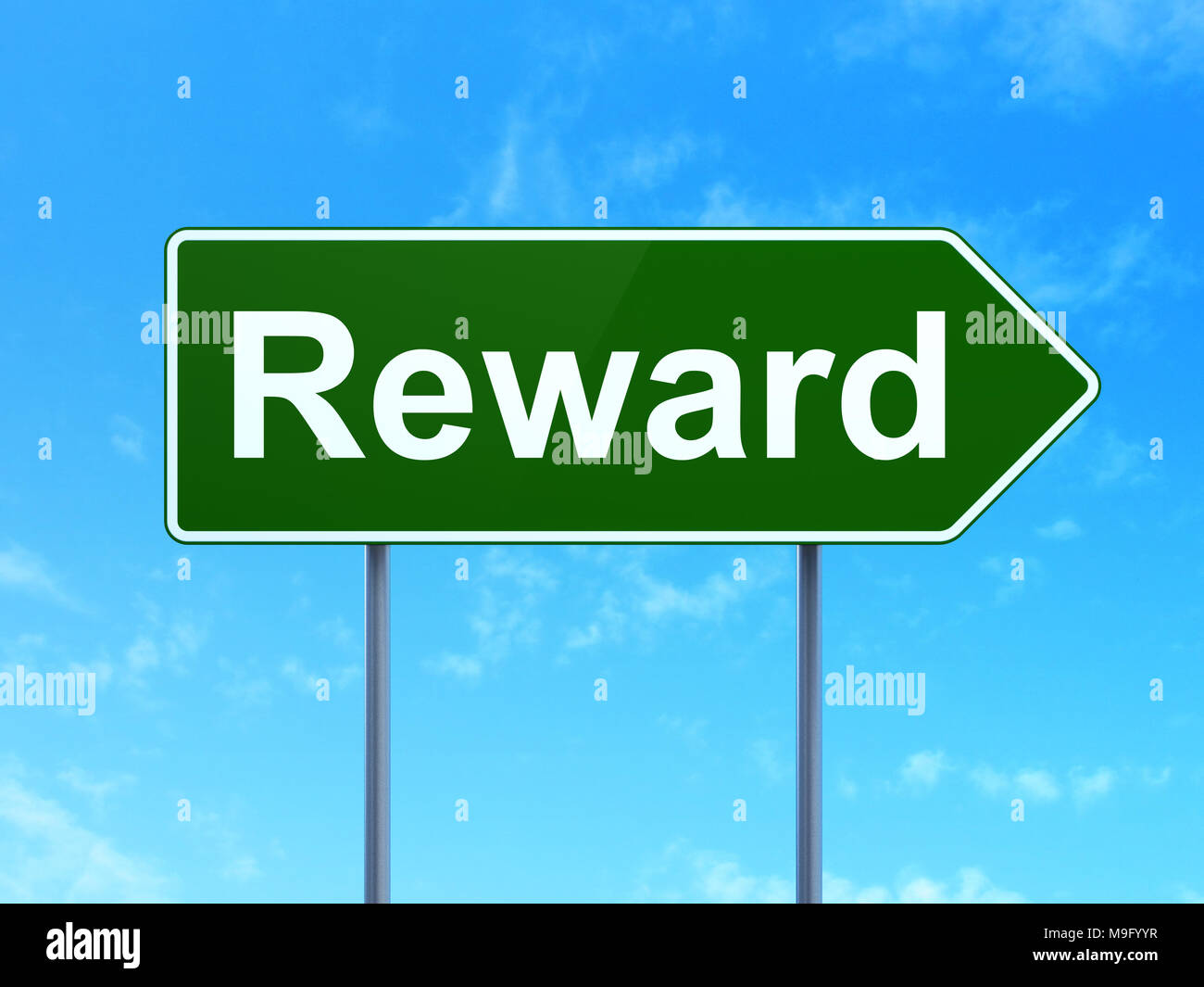 Business concept: Reward on road sign background Stock Photo - Alamy