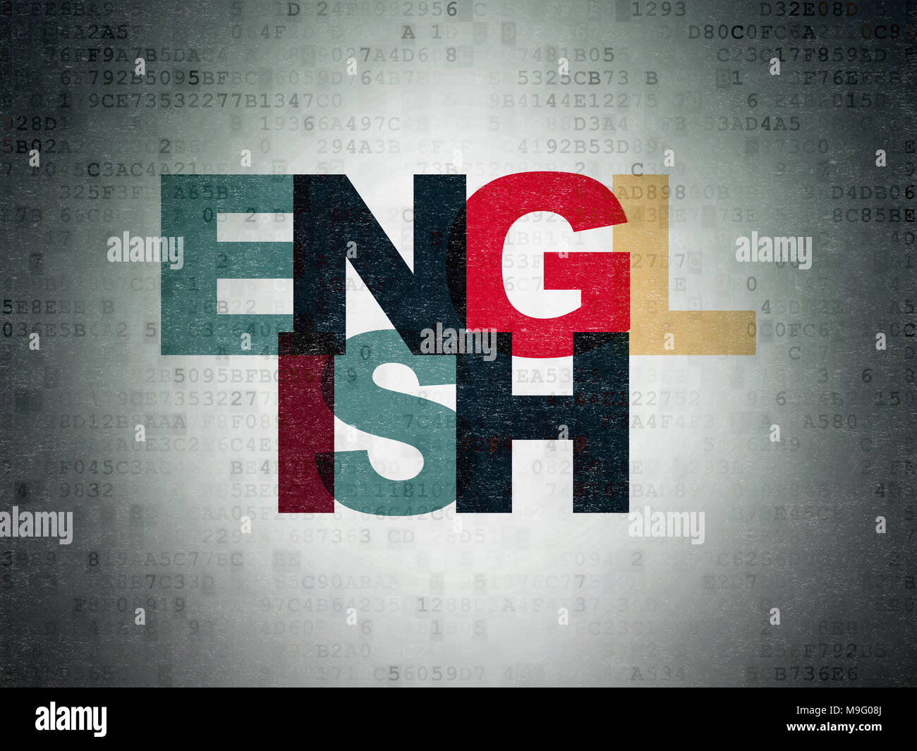 Studying concept: English on Digital Data Paper background Stock Photo ...