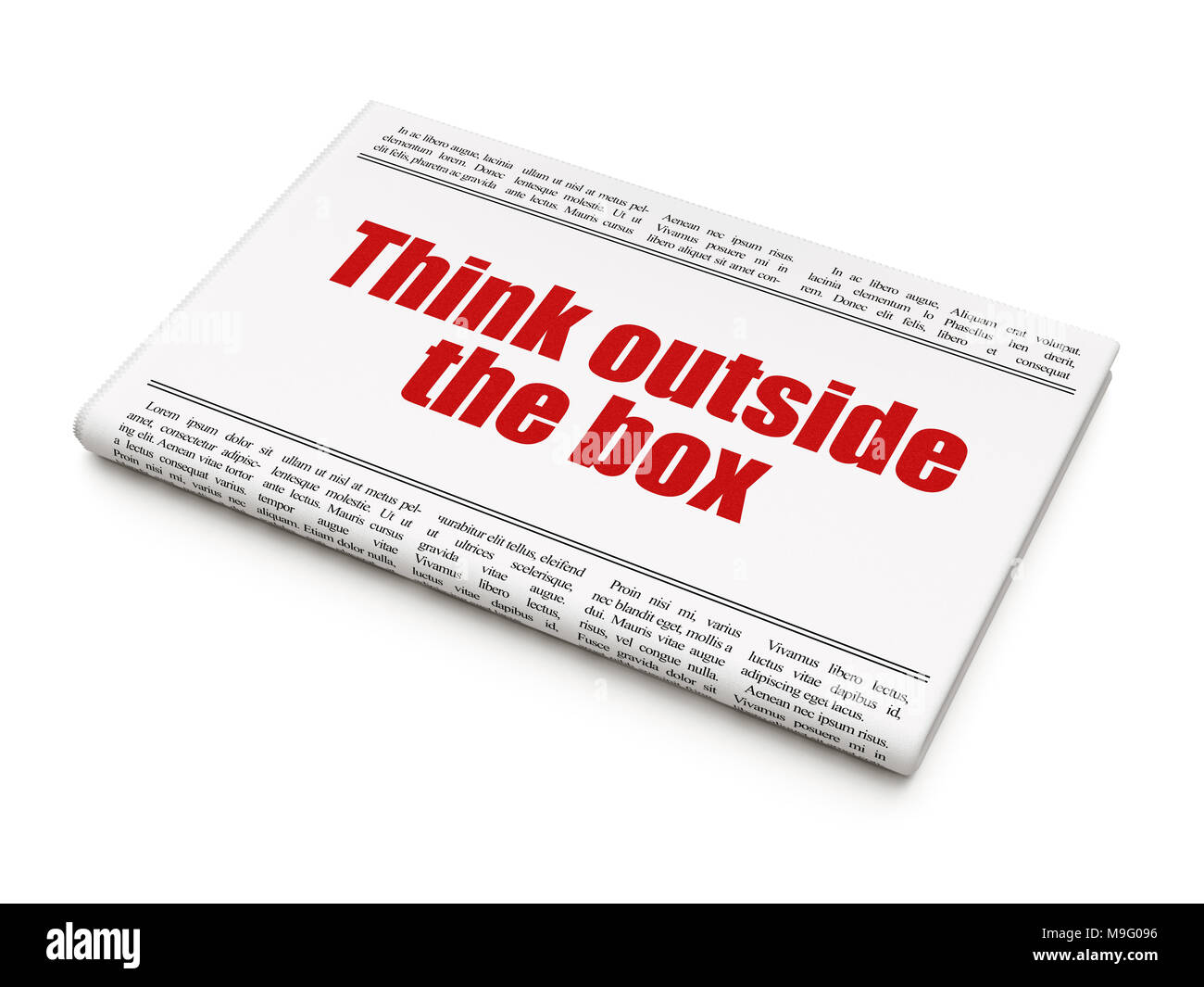 Studying concept: newspaper headline Think outside The box Stock Photo ...