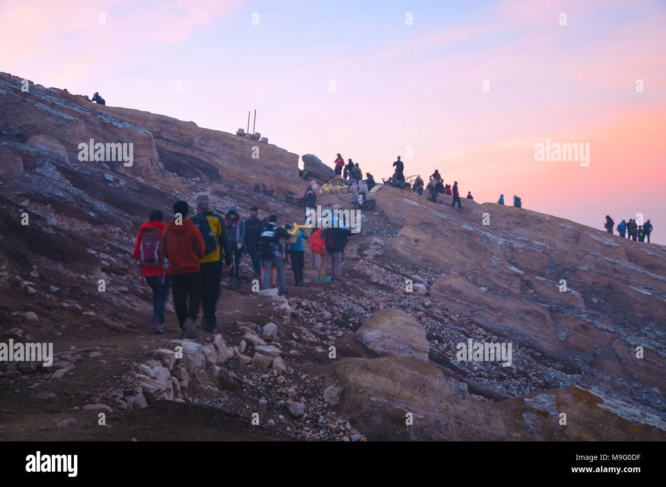 Mount Ijen, East Java, Indonesia - October 2nd, 2017: Sunrise over ...