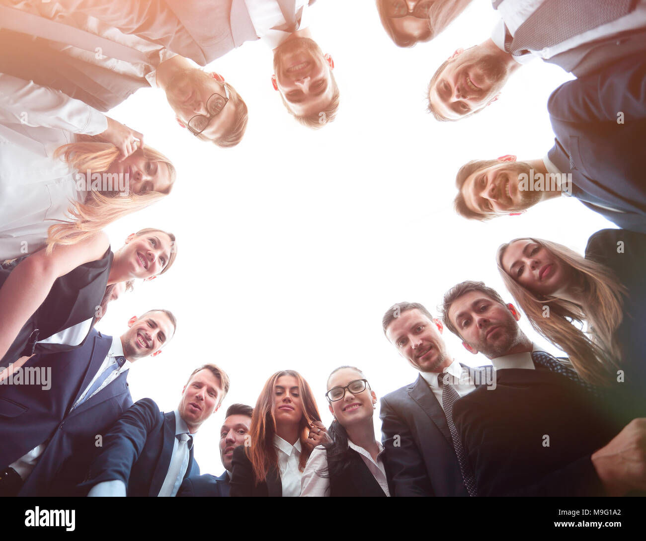 concept of team building.business team standing forming a circle Stock ...