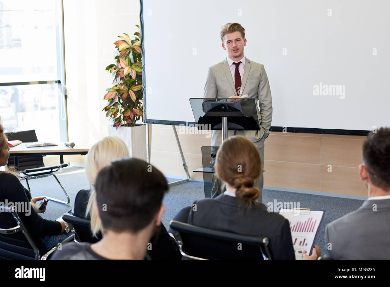 Startup Businessman Presenting Project Stock Photo - Alamy