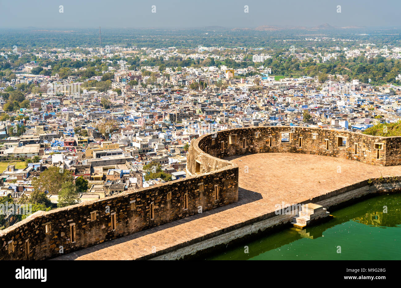 Aerial view of Chittorgarh town from the fort - Rajasthan State of ...