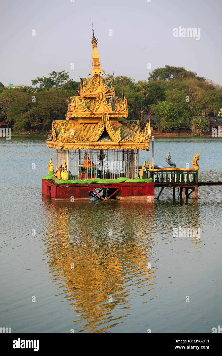 Myanmar, Yangon, Kandawgyi Lake, floating shrine Stock Photo - Alamy