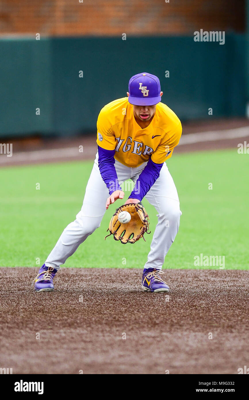 March 25, 2018: #17 Chris Reid fielding the ball during the game ...