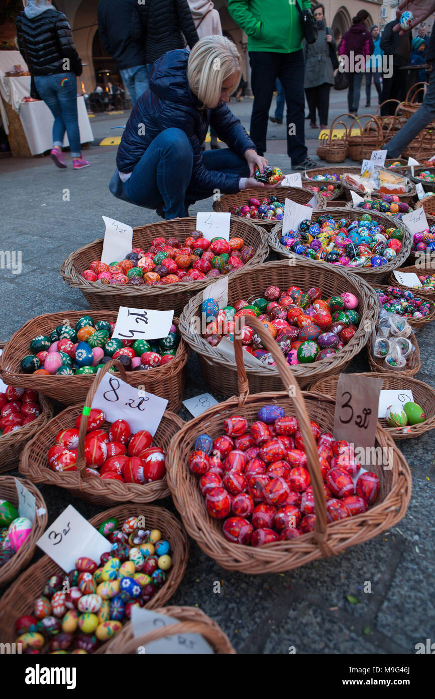 Krakow, Poland. 25th Mar, 2018. Traditional Easter markets in Krakow ...