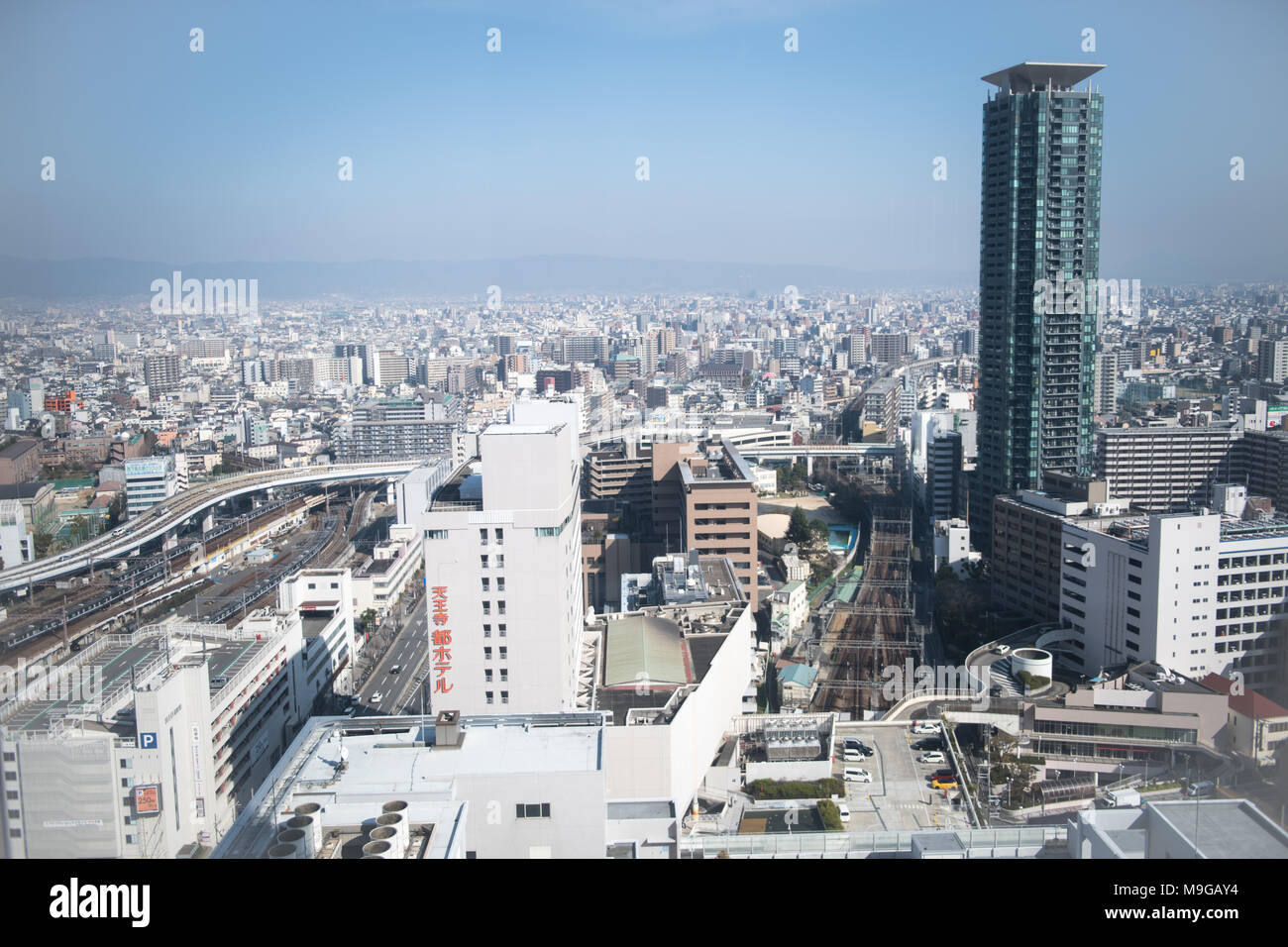 OSAKA, JAPAN - MARCH 26 : A view of Osaka city from Harukas observation ...