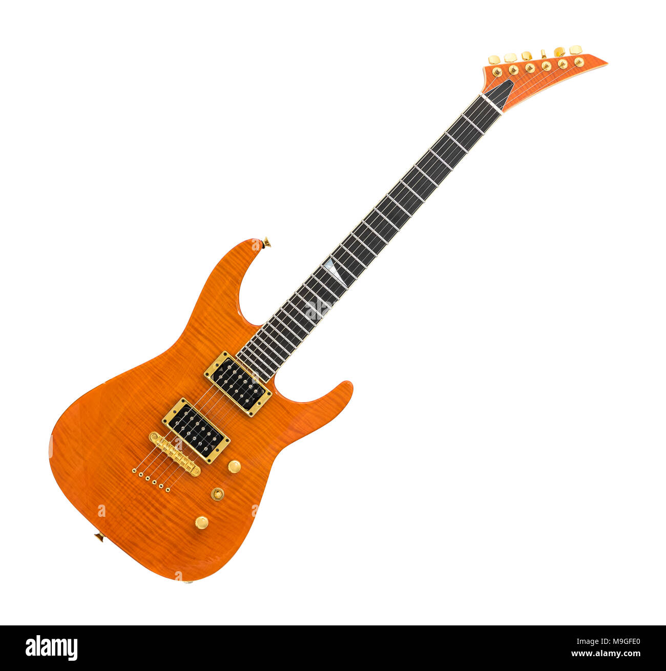 Orange Electric Guitar Isolated on White Background Stock Photo - Alamy