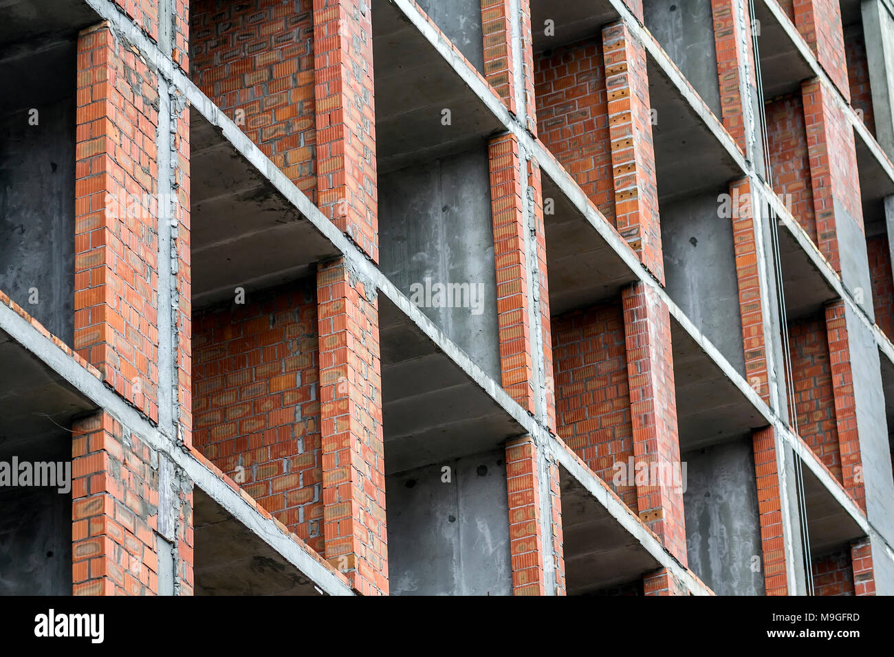 Close-up detail view of a new modern residential house building ...