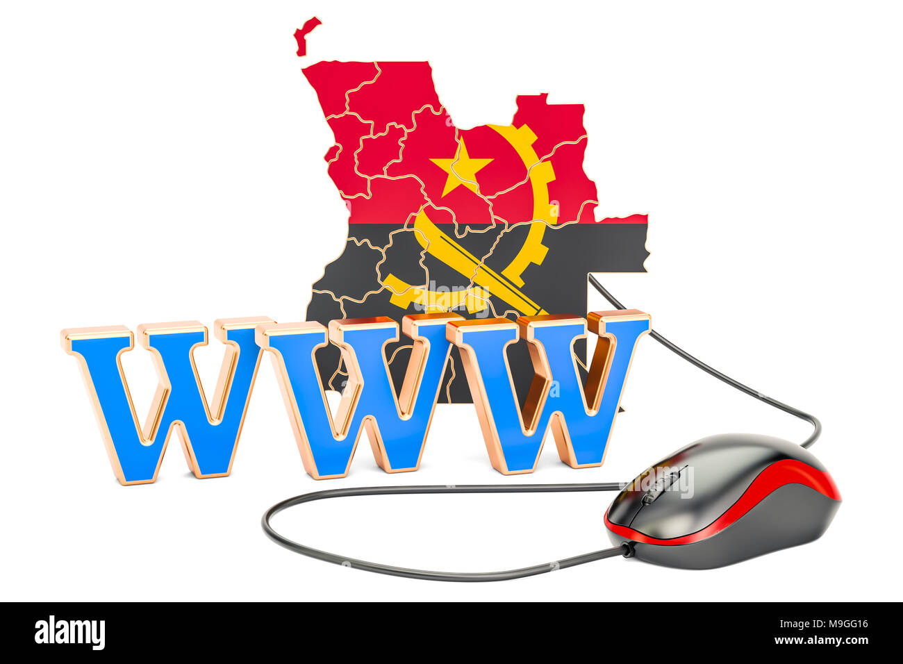 Internet connection in Angola concept. 3D rendering isolated on white ...