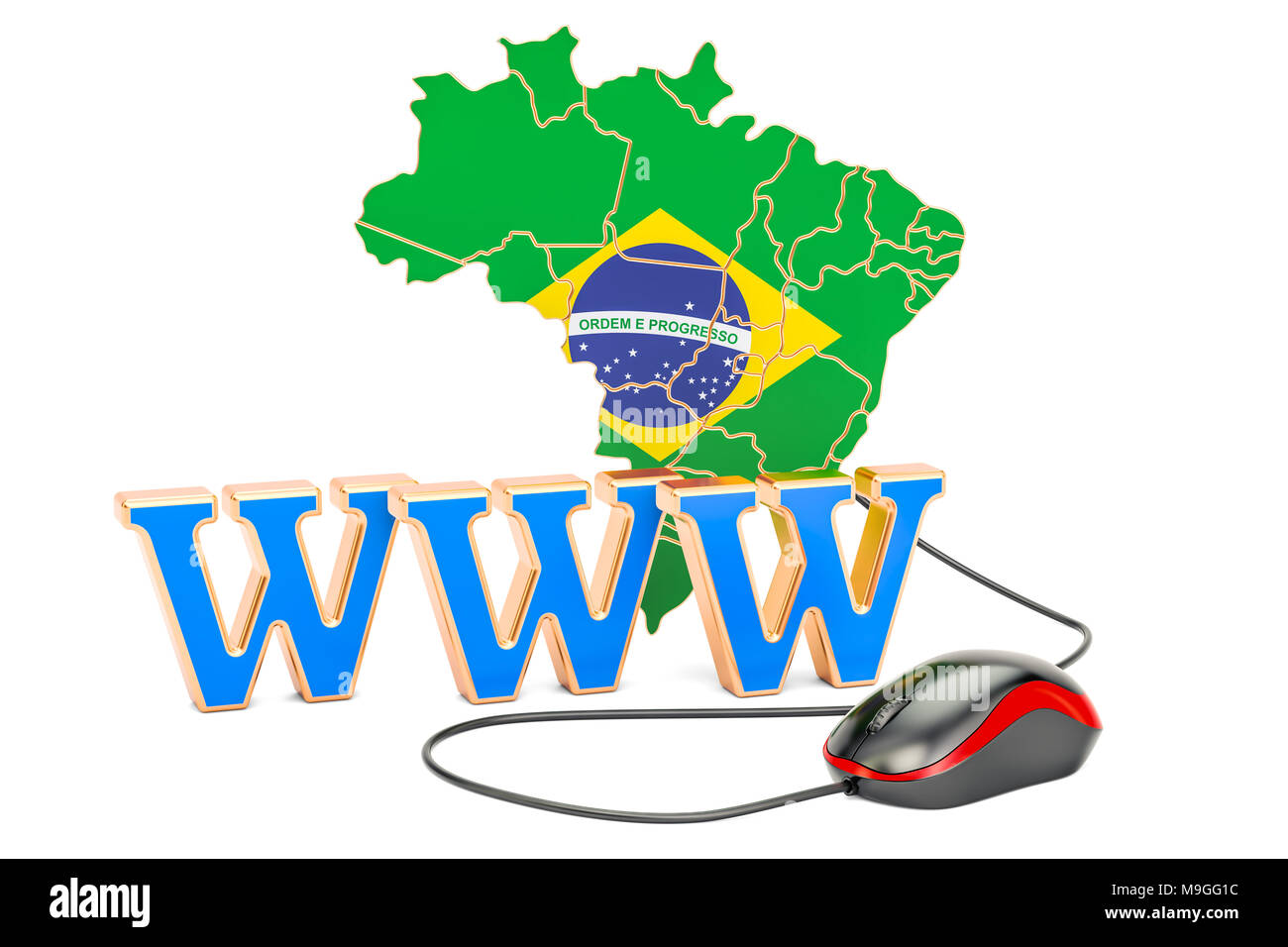 Internet connection in Brazil concept. 3D rendering isolated on white ...