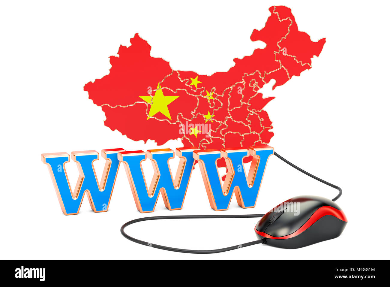 Internet connection in China concept. 3D rendering isolated on white ...
