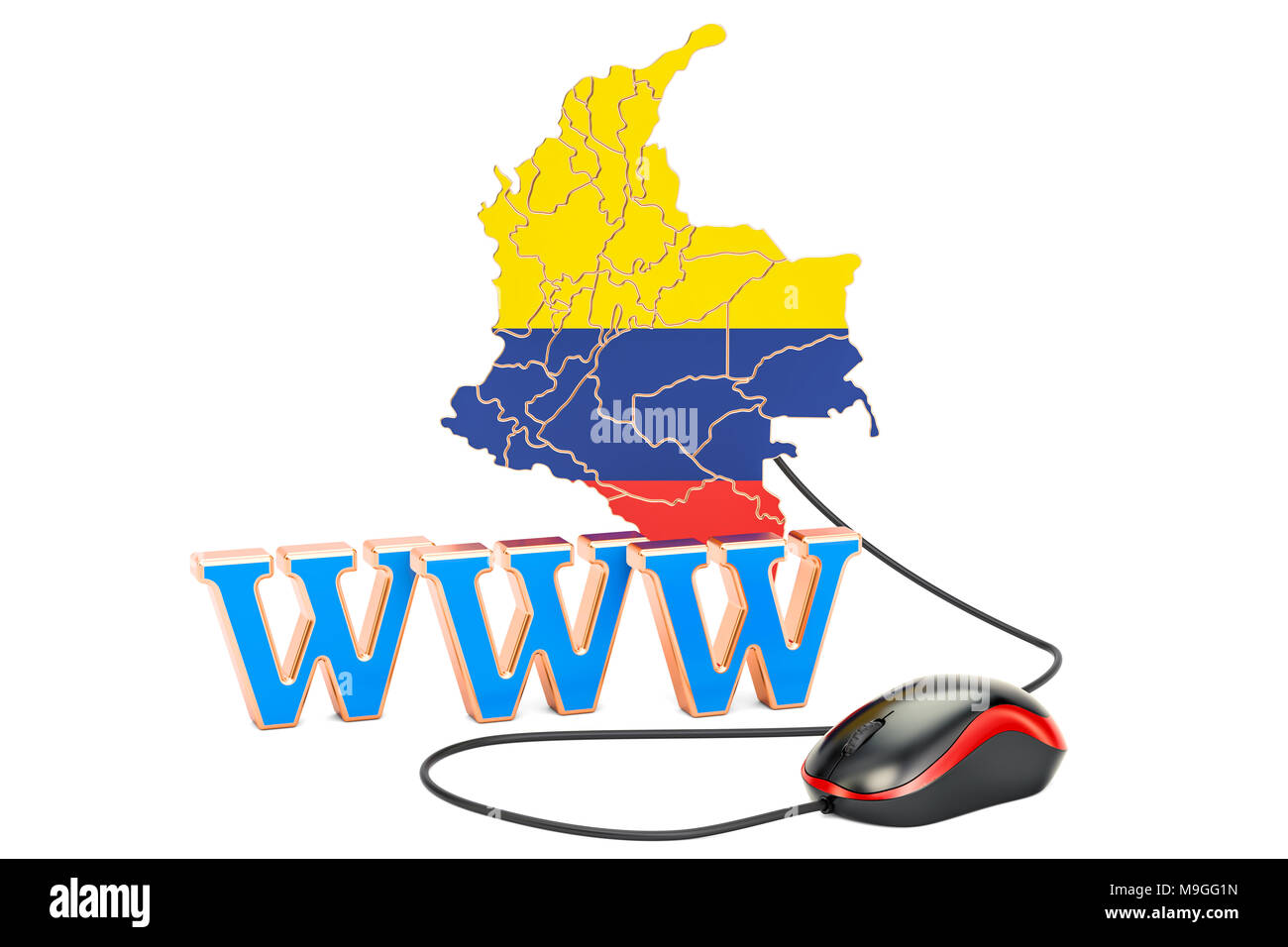 Internet connection in Colombia concept. 3D rendering isolated on white ...