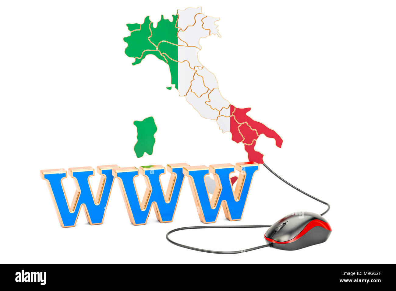 Internet connection in Italy concept. 3D rendering isolated on white ...