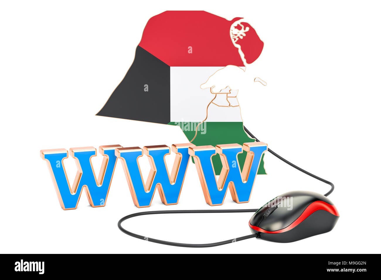 Internet connection in Kuwait concept. 3D rendering isolated on white ...
