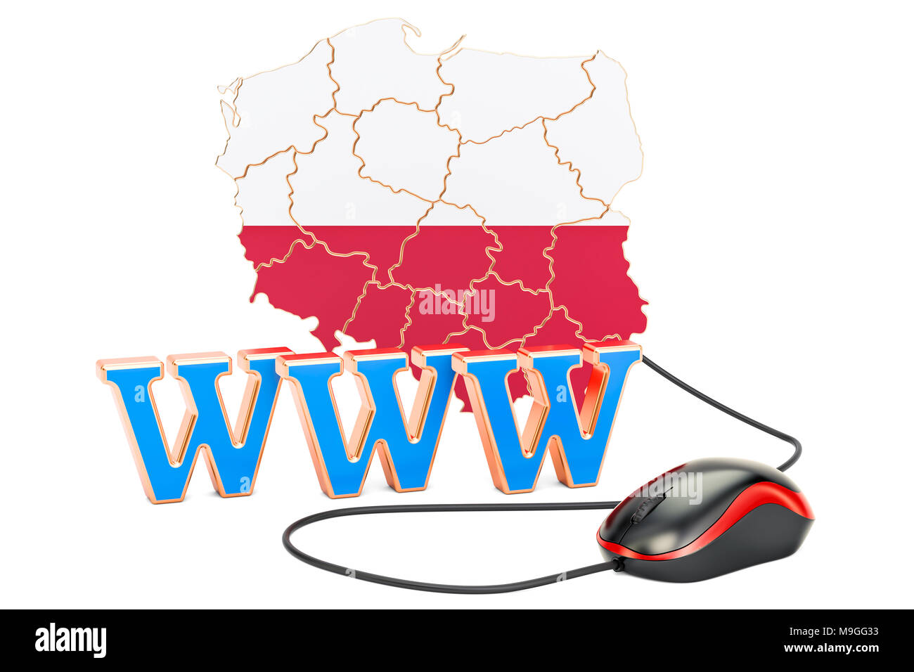 Internet connection in Poland concept. 3D rendering isolated on white ...