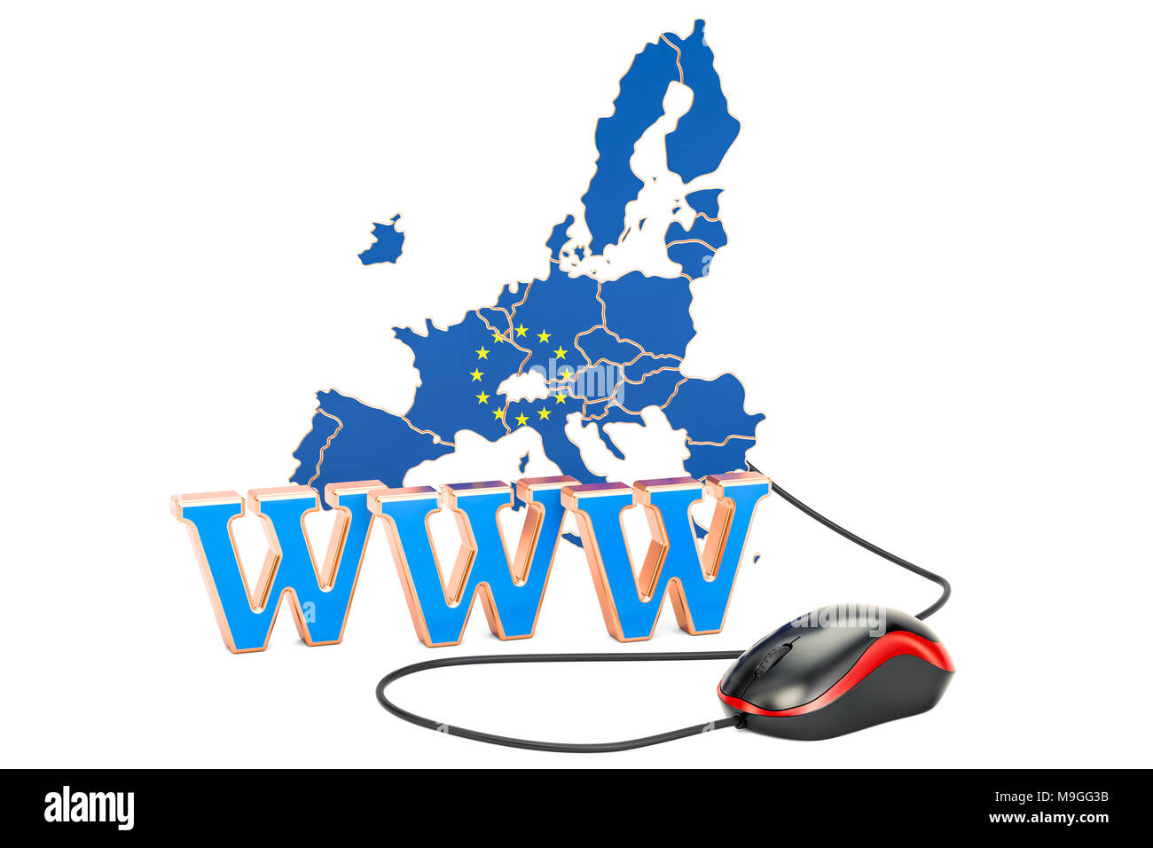 Internet connection in the European Union concept. 3D rendering ...