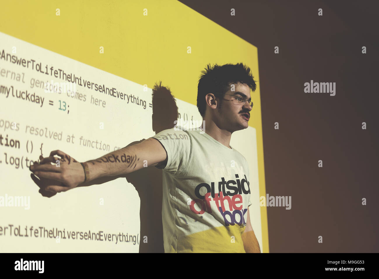 young computer technology students on code programming class have ...