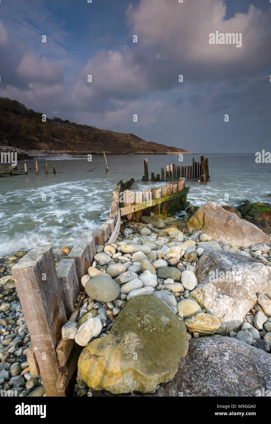 beautiful atmospheric and moody seascape on the isle of wight coastline ...