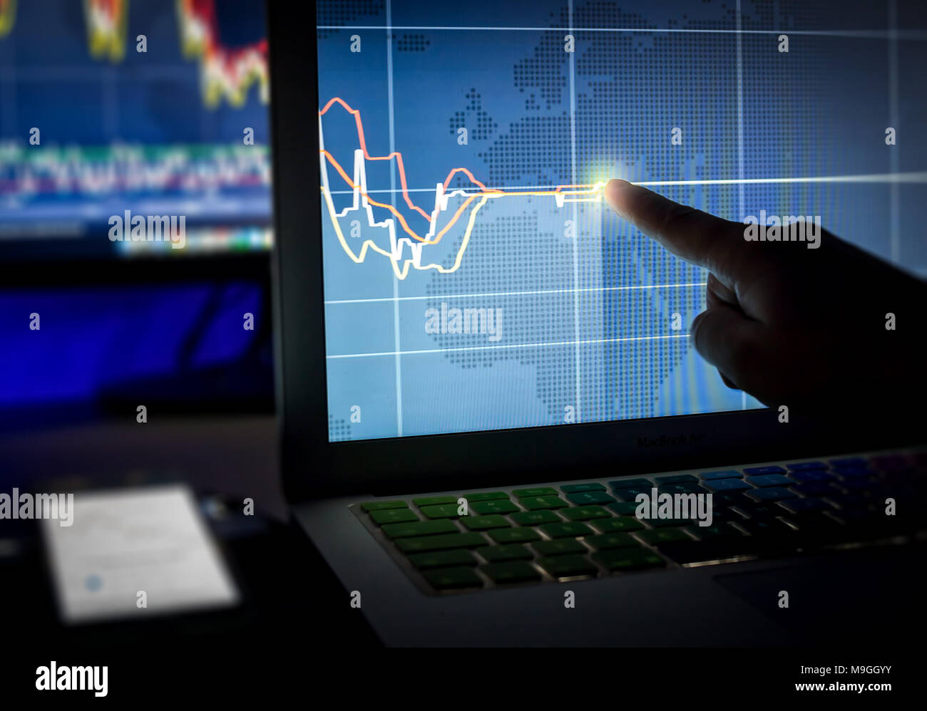 Day trader computer screens with charts, Vienna Austria, 25-3-2018 ...