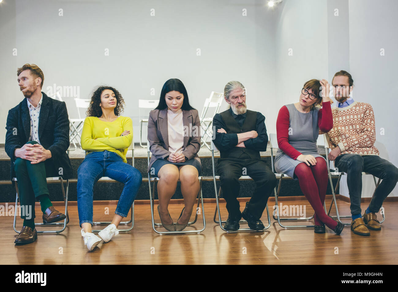 group therapy: diverse people talking and giving support Stock Photo ...