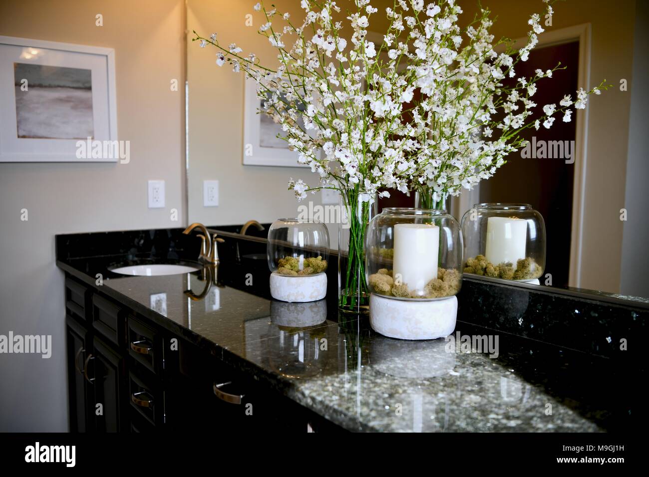 Decorated bathroom inside modern house Stock Photo - Alamy