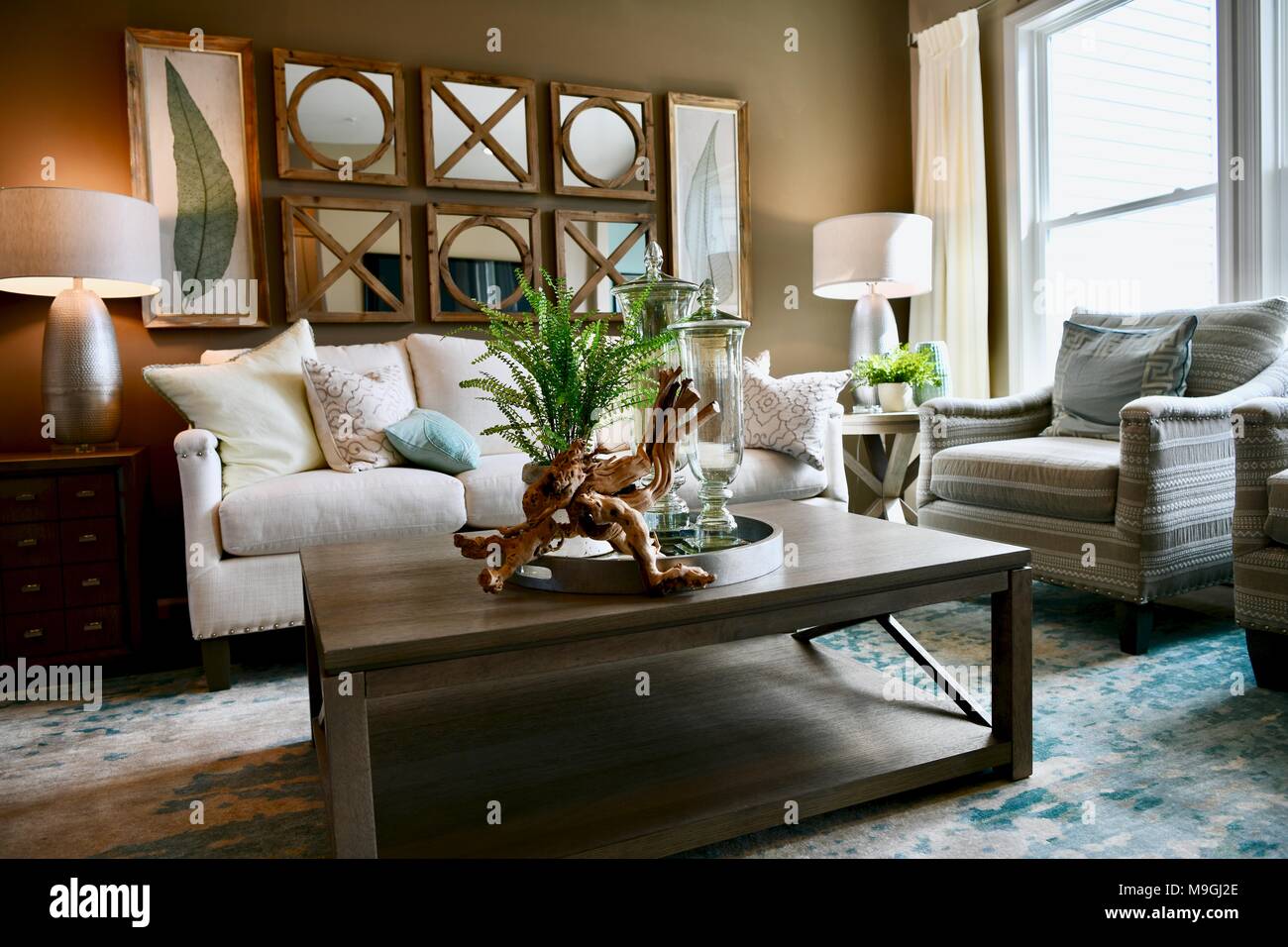 View of living room from inside a modern house Stock Photo - Alamy