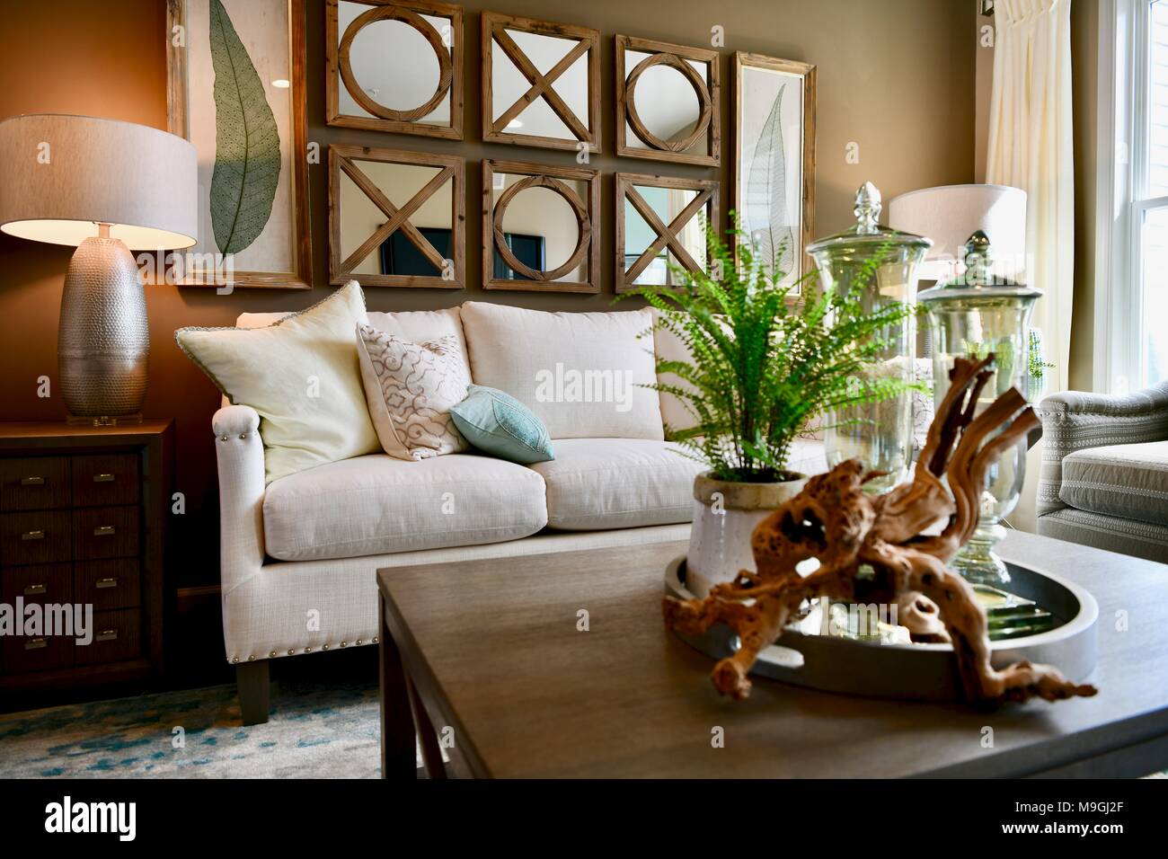 View of living room from inside a modern house Stock Photo - Alamy
