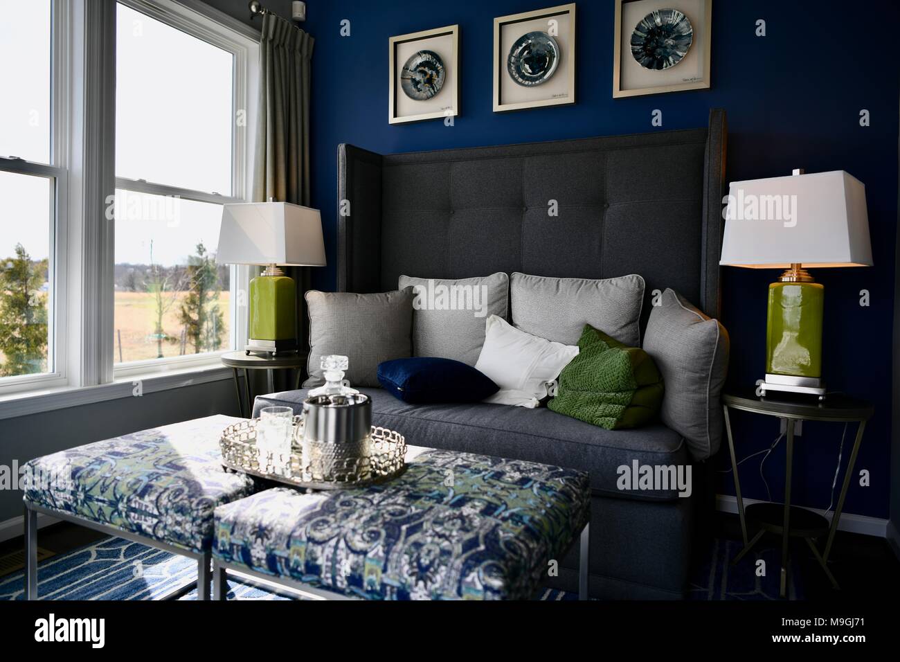 View of living room from inside a modern house Stock Photo - Alamy