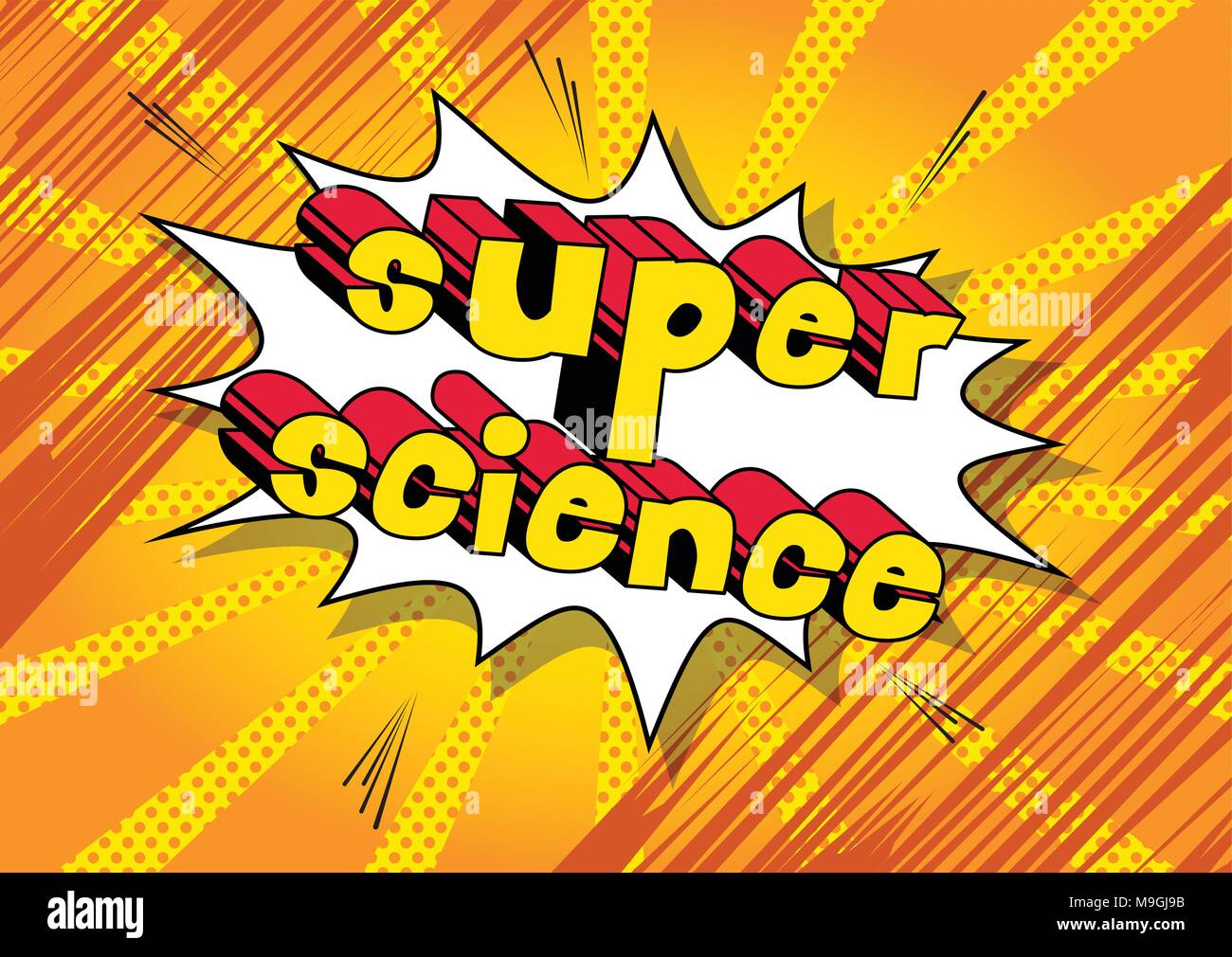 Super Science - Comic book style phrase on abstract background Stock ...