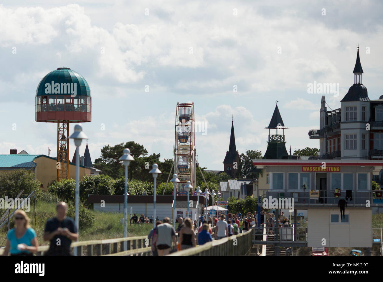 The Strandpromenade and Lift-Cafe in the center of the resort town of ...