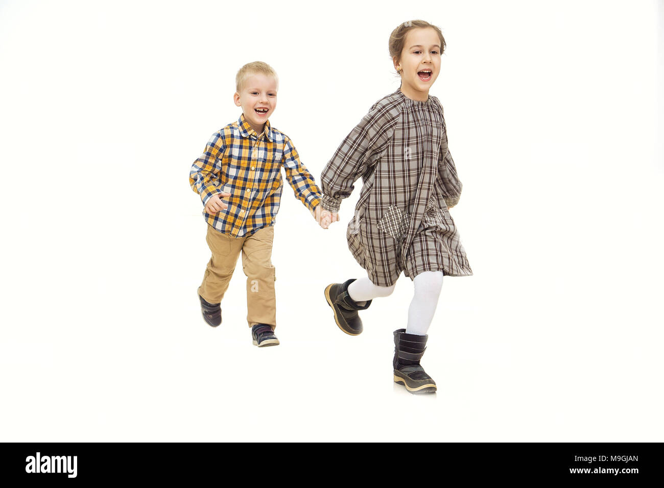 Images of children running on a white background Stock Photo - Alamy