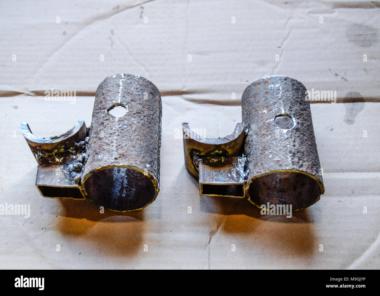 Welding parts racks rods by electric welding. Traces of the use of ...