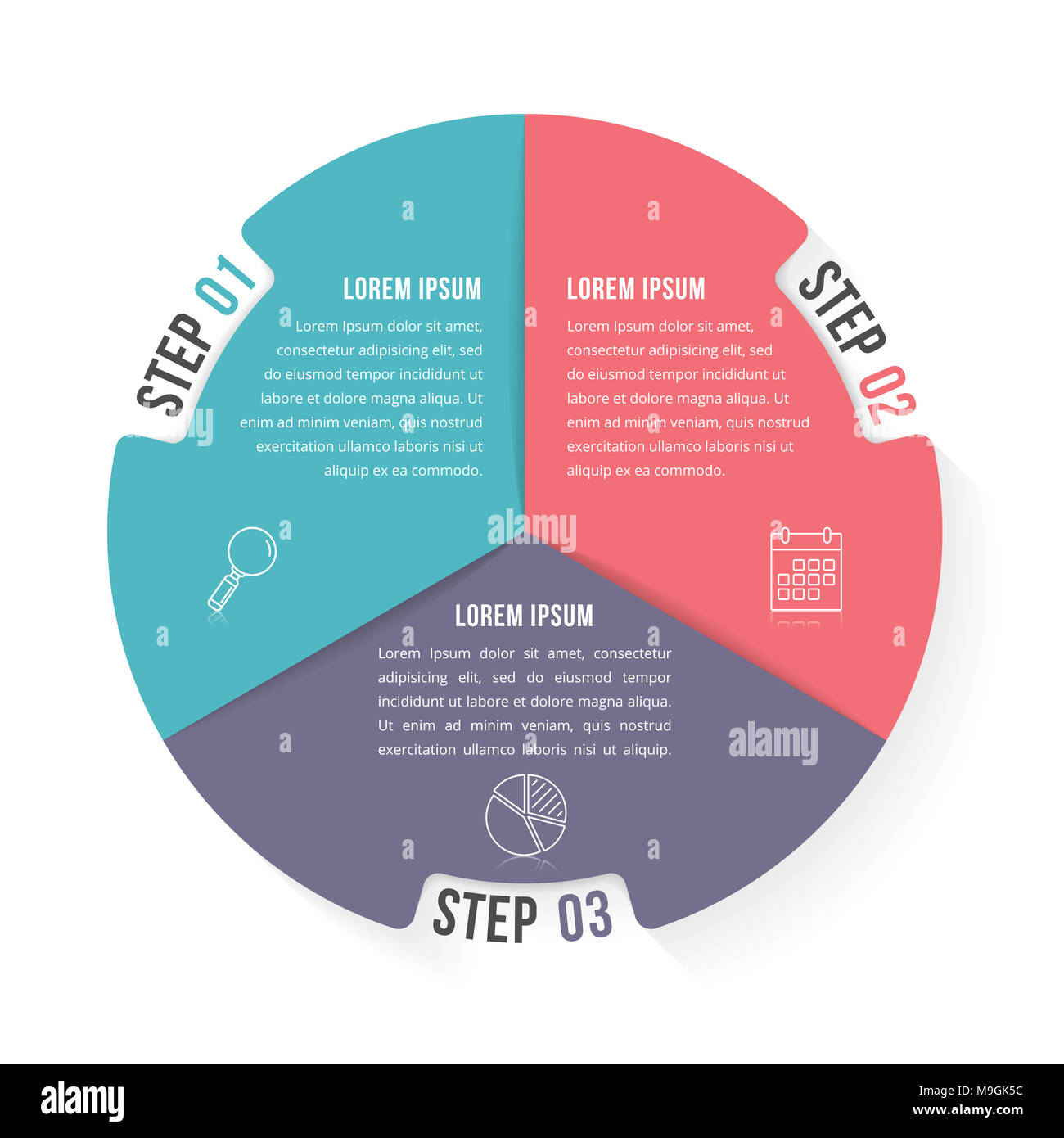 Three steps circle options infographic hi-res stock photography and ...
