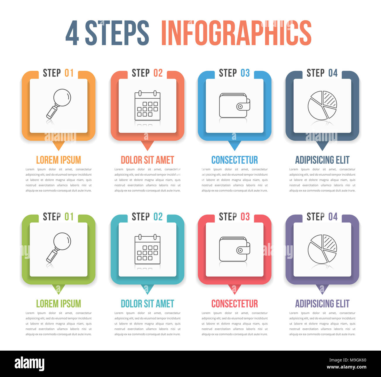 Process chart template, four steps infographics, vector eps10 ...