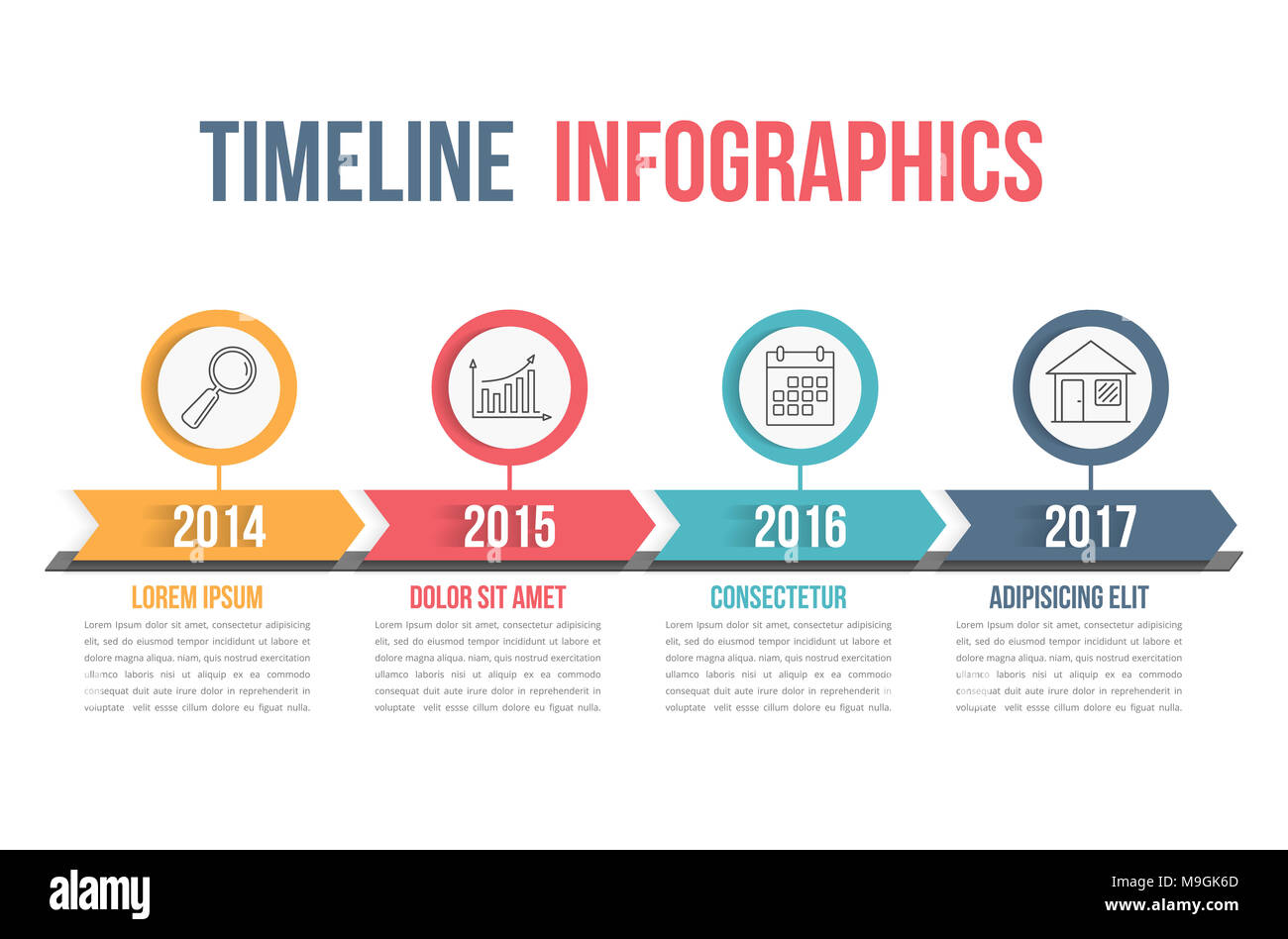 Timeline infographics design with arrows, workflow or process diagram ...