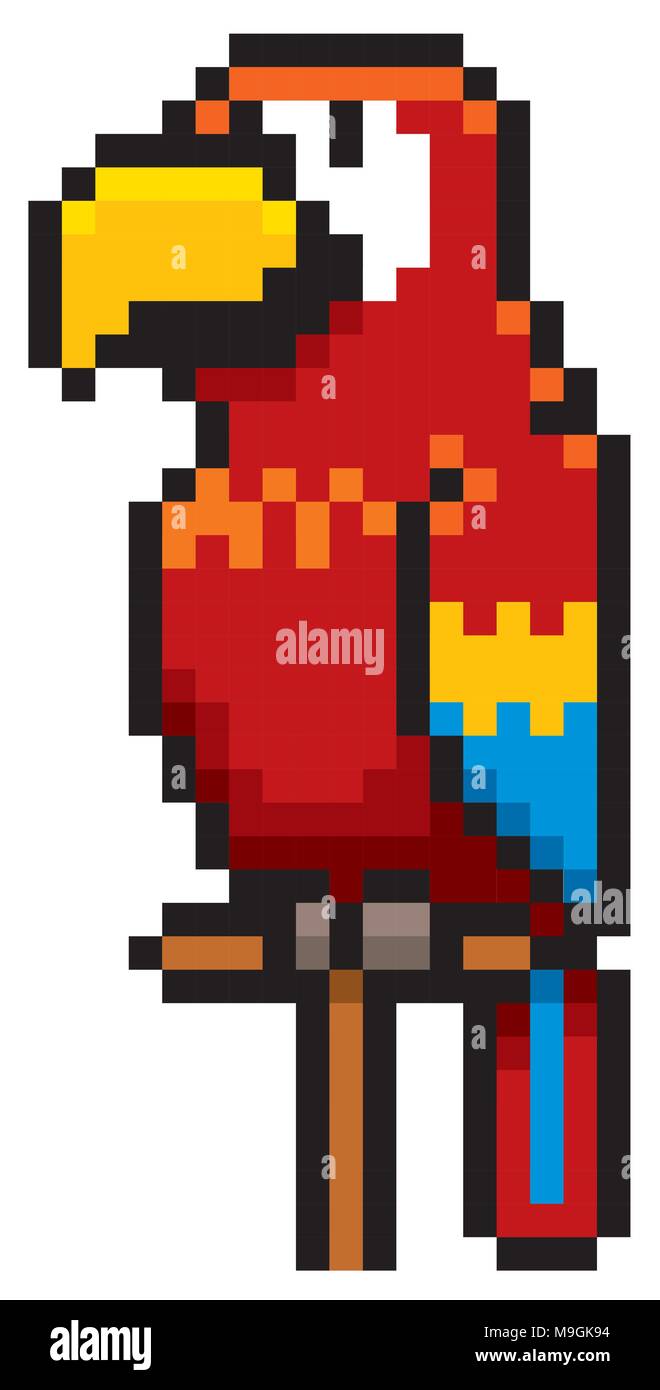 Vector illustration of cartoon Parrot - Pixel design Stock Vector Image ...