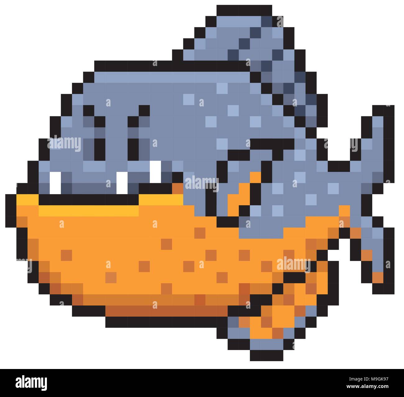 Vector illustration of angry fish cartoon - Pixel design Stock Vector ...