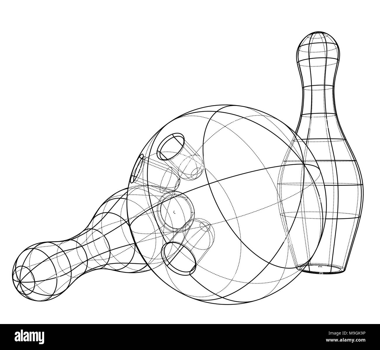 Bowling skittles and ball outline. Vector Stock Vector Image & Art - Alamy