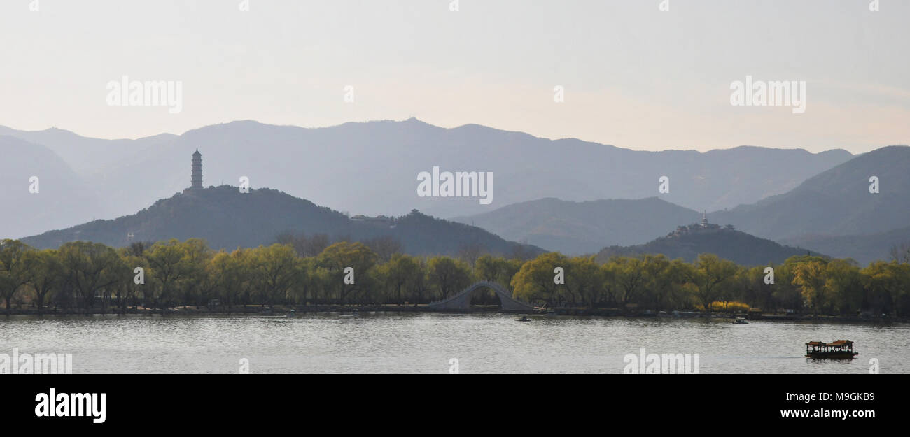 Yu Quan Hill of The Kunming Lake of Beijing with a Yu Feng Pagoda View ...