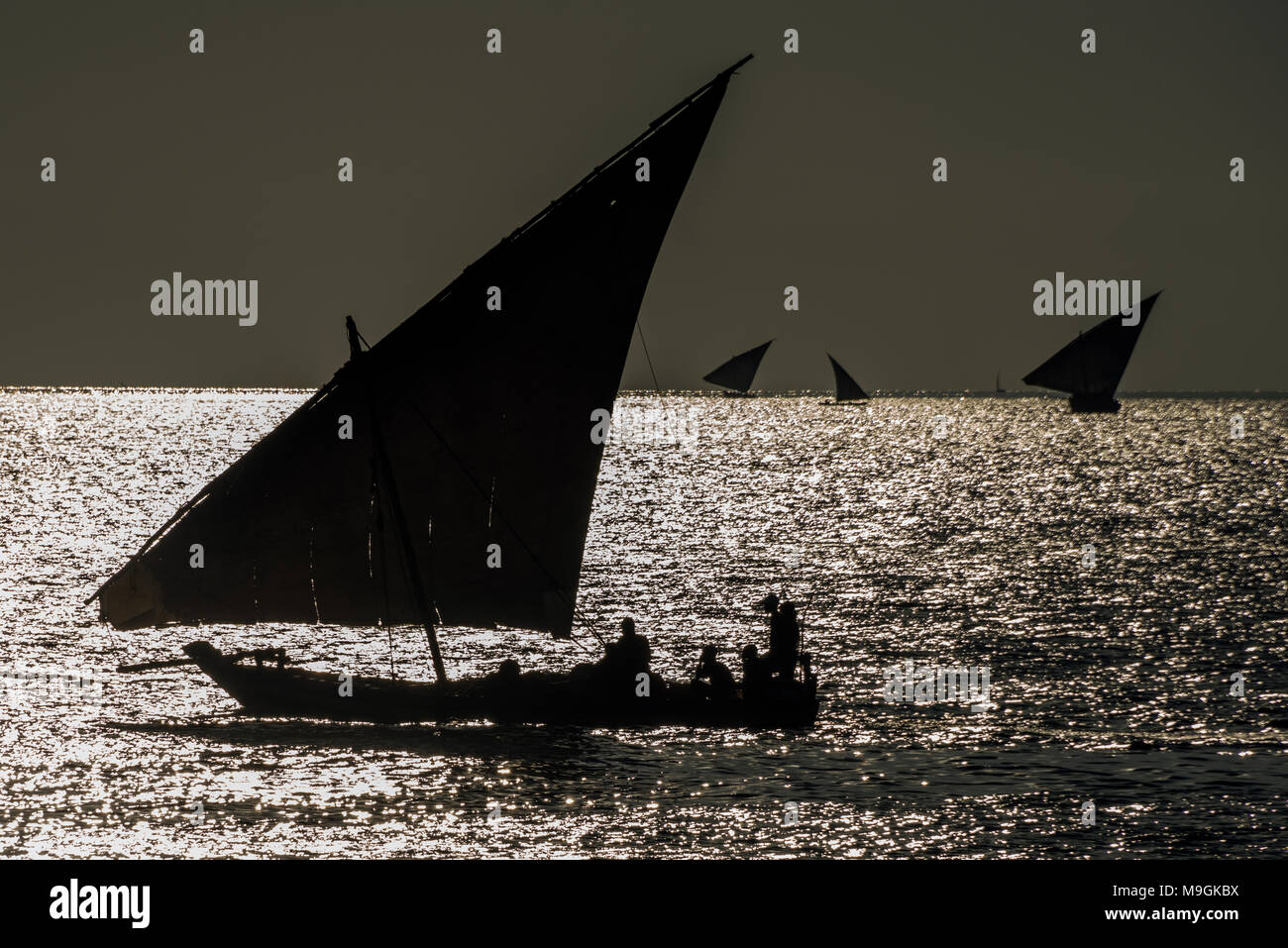Traditional African Dhows, in Stone Town, Zanzibar, Tanzania Stock ...