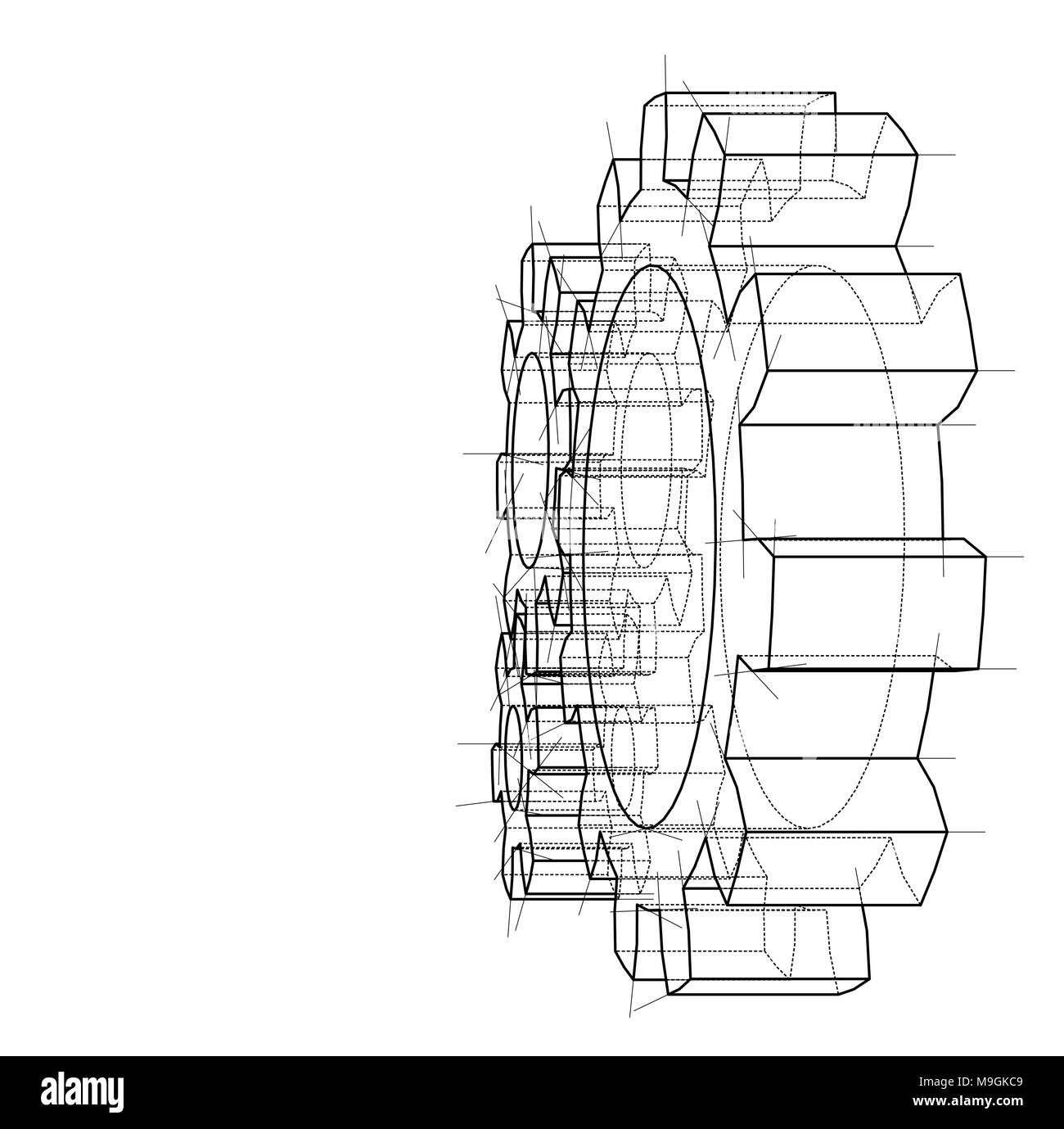 3D gear wheel. Vector Stock Vector Image & Art - Alamy