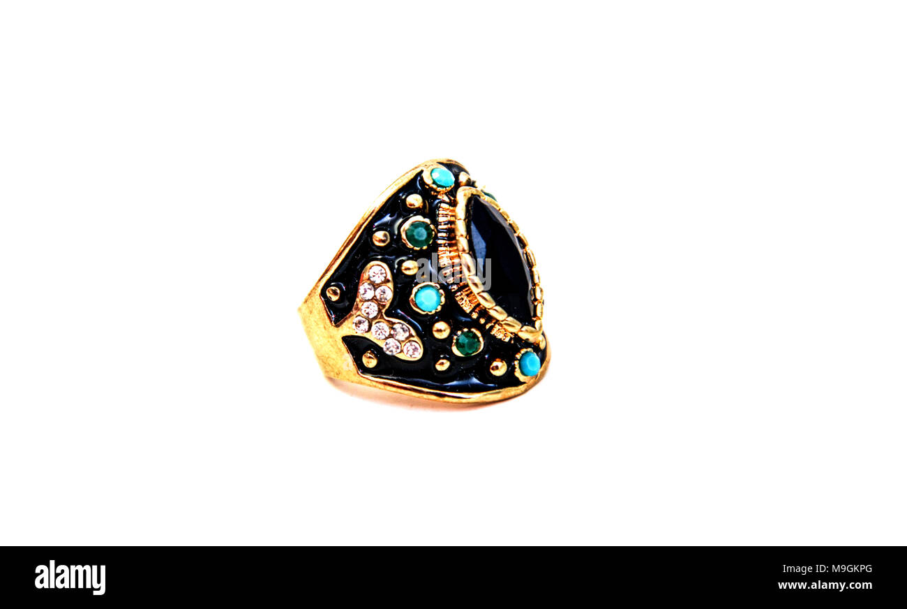 picture of a Fashion ring on white background Stock Photo - Alamy