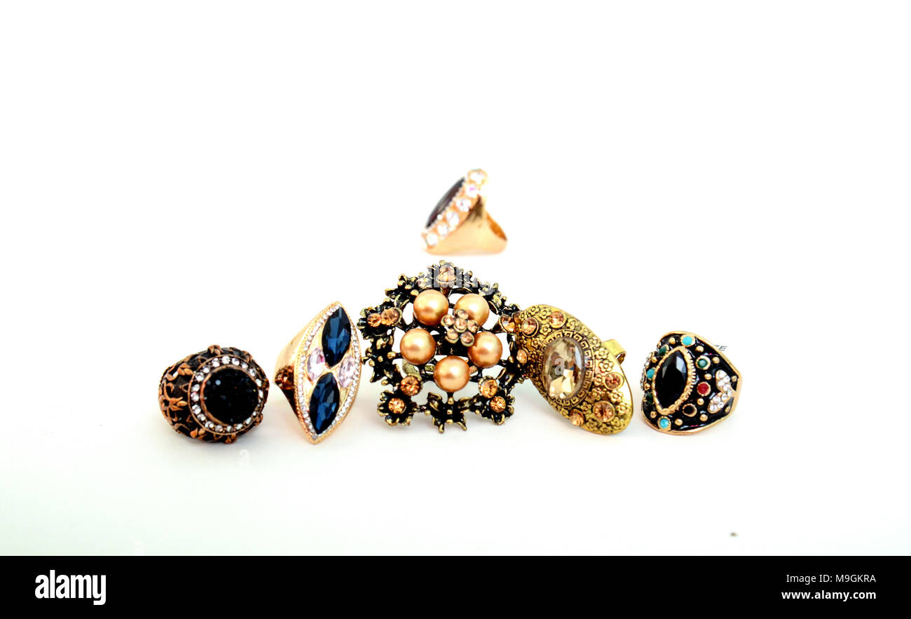 picture of a Fashion ring on white background Stock Photo - Alamy