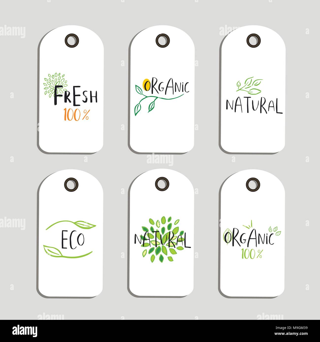 Set of Vector eco badge or tag, bio green logo. Vegan sign for cafe ...