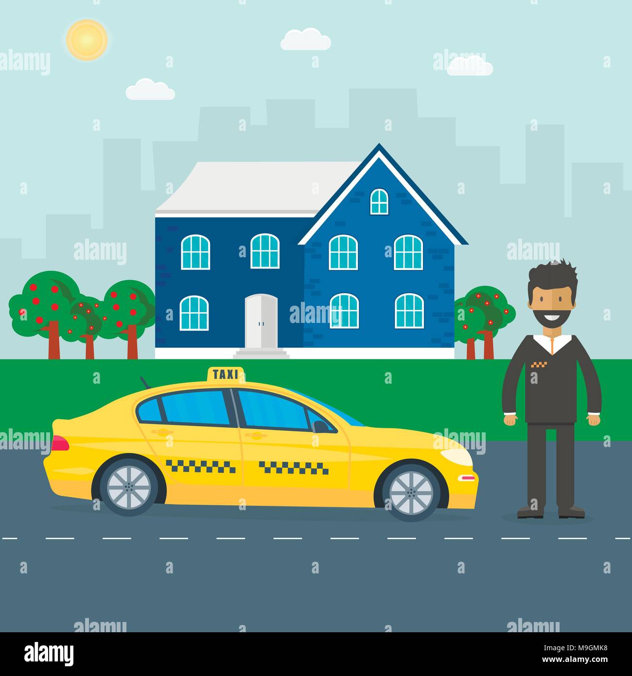 Cartoon taxi driver online service Stock Vector Images - Alamy