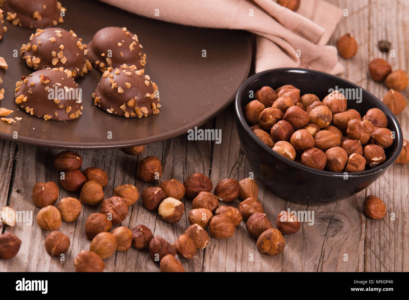 Chocolate truffles with caramel cream filling Stock Photo - Alamy