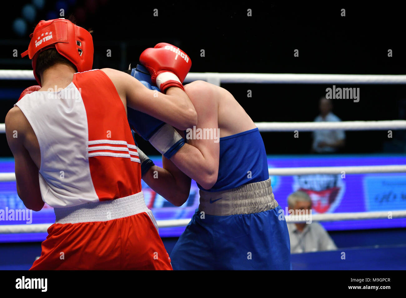 Orenburg, Russia-May 7, 2017 year: Boys boxers compete in the ...
